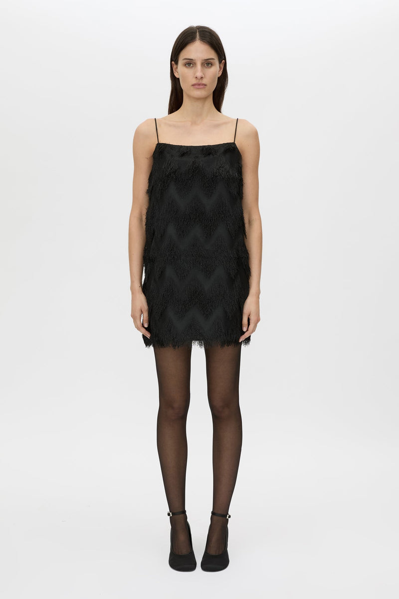 Phoenix Fringed Mini Dress in Black - CAMILLA AND MARC® C&M